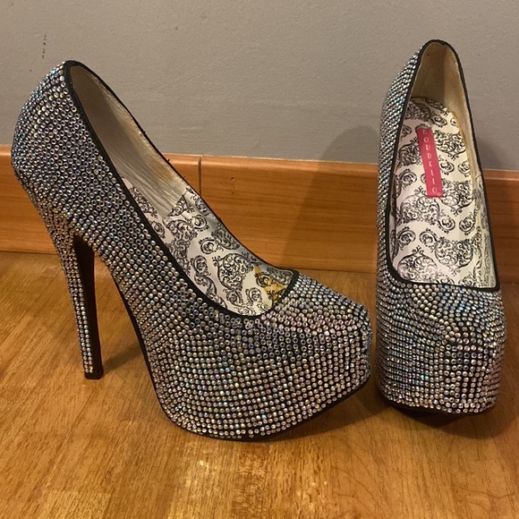Bordello | Shoes | Bordello Iridescent Rhinestone High Heels | Poshmark